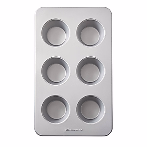 KitchenAid Nonstick Aluminized Steel Mega Muffin Pan, 6-Cup, Silver