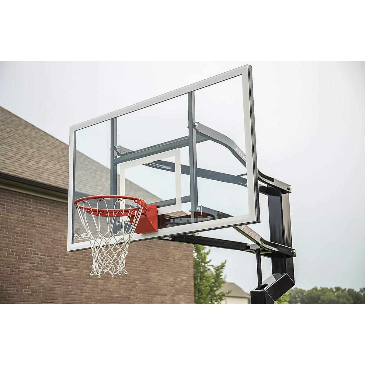 Goalsetter All-American In Ground Adjustable Basketball System with 60-Inch Glass Backboard and Single Static Rim, Black (SS45560G1)