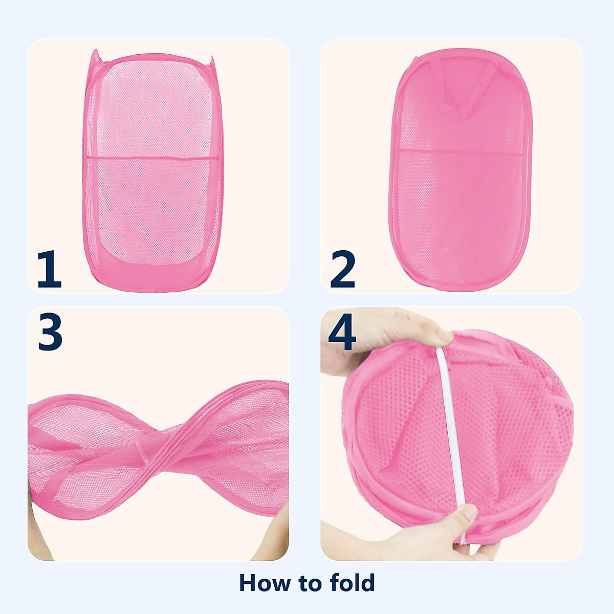 LXLOVESM Pop Up Hamper, Mesh Popup Laundry Hamper, Clothes Basket, Collapsible Hamper for Laundry, Foldable Hamper for Travel and Storage (Pink)