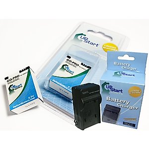 2 Pack Replacement for GoPro Hero3+ Battery + Charger - Compatible with GoPro AHDBT-301 Digital Camera Battery and Charger (900mAh, 3.7V, Lithium-Ion)