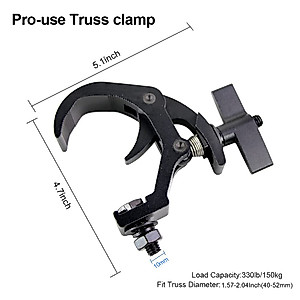 V-Show DJ Light Truss Clamps - C Clamp Mounting Truss Bracket Hook Clamp, Heavy Duty 330lb Aluminum Alloy Truss Clamp for DJ Par Light Fits 1.57-2.04 Inch Truss (4 Pack)