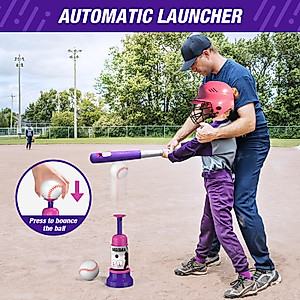 HYES Baseball Set - 3 Ways to Play, Adjustable Height, Easy to Assemble, Safe & Sturdy, Ideal Sport Gift for Kids