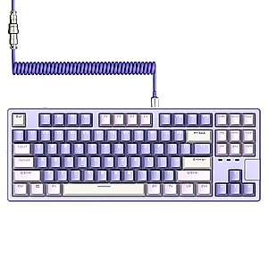MAGIC-REFINER X87 Gaming Keyboard,RGB Lighting Effect,5 Key TTC Shaft Seat Hot-Swappable,PBT Three-Color Keycap,Ergonomic Mechanical Keyboard with Custom Coiled USB/Type-C Aviation Cable