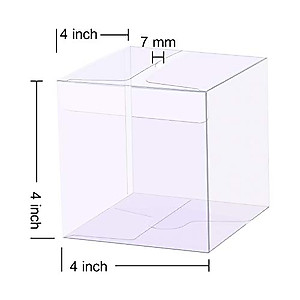 YOZATIA 50PCS Candy Apple Box with Hole Top, PET Clear Box 4 x 4 x 4 inch, Clear Gift Boxes for Caramel Apples, Ornaments, Treats, Party Favors