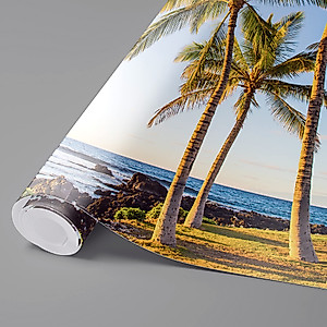 SIGNWIN Removable Wall Sticker/Wall Mural Window View Beach Wave Sunset Seascape Nature Wilderness Photography Realism Decorative Landscape Digital Art for Living Room, Bedroom, Office - 36"x48"