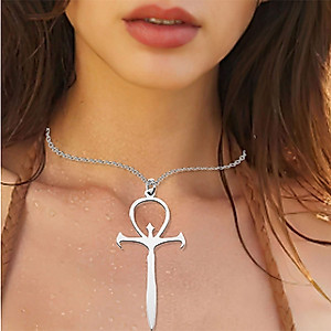 LBSBO Vampire Ankh Pendant Necklace Stainless Steel Vampire Cross Symbol Jewelry (Vampire Cross Necklace)
