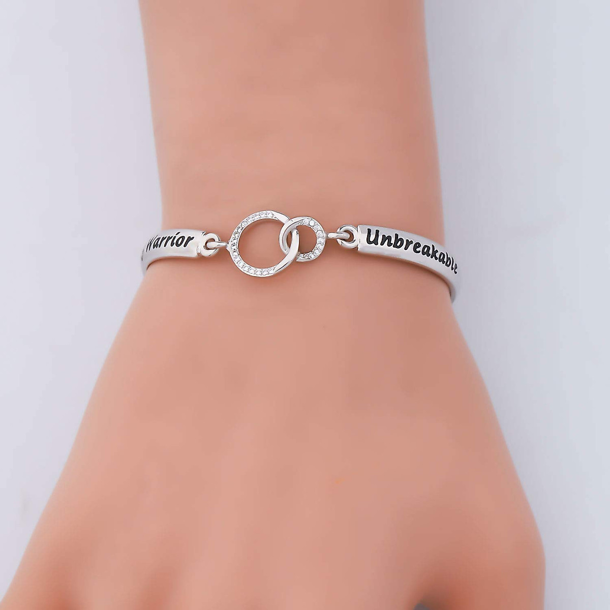 LQRI Leukemia Awareness Bracelet Leukemia Survivor Gift Leukemia Warrior Unbreakable Bracelet Cancer Fighter Gift For Women(silver-Leukemia)