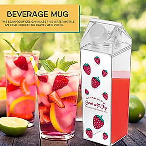 Cabilock 500ml Strawberry Printed Milk Box Milk Carton Water Bottle Plastic Milk Box Juice Bottle Empty Milk Container Water Bottle