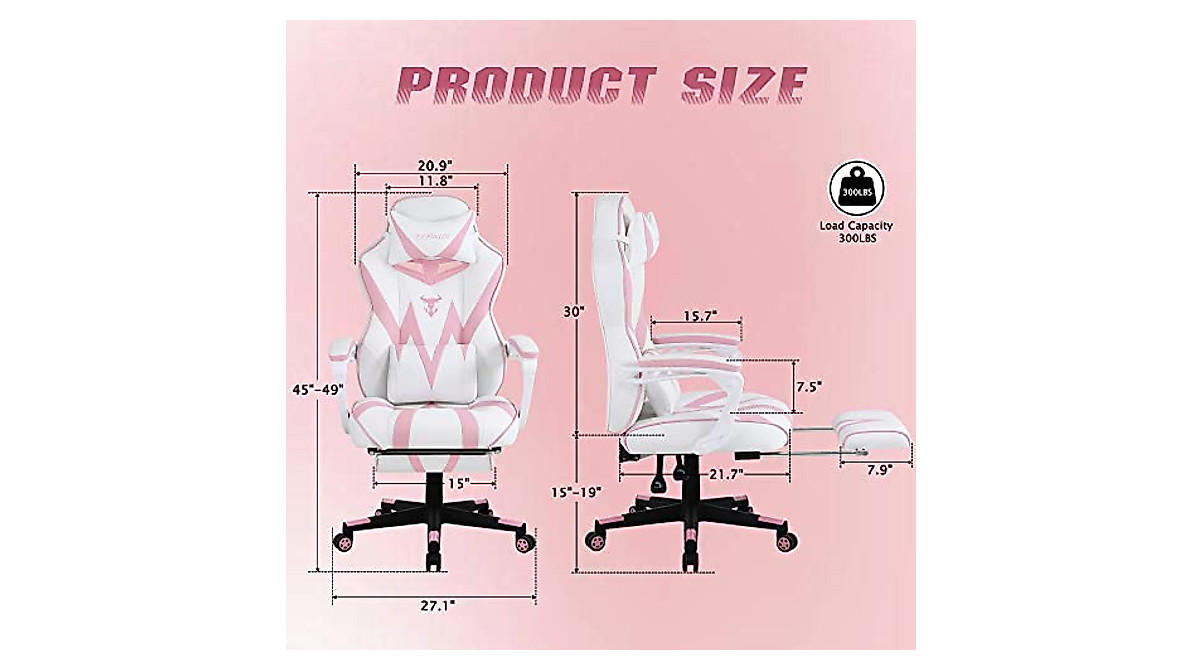 Ergonomic Pink Gaming Chair for Girls - Reclining Comfort