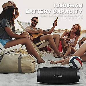 Ortizan Bluetooth Speakers Loud, 100W Powerful Sound and Monstrous Bass, IPX7 Waterproof/18H Playtime/Power Bank/True Wireless Stereo/LED Lights/Preset EQ, Portable Outdoor Speaker for Party, Camping