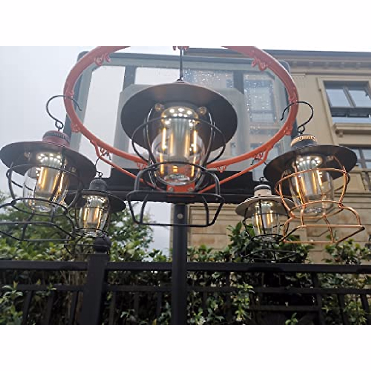 USB Recharging Super Bright Retro Campsite Lantern Outdoor Camping Hiking Fishing Tent Night Light Lamp Stepless Dimming 3 Modes Adjustable Waterproof (Gold & Black)