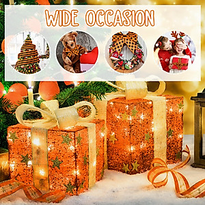 Wiaxin 3 Rolls Orange and Black Wired Ribbon Thanksgiving Buffalo Plaid Ribbon Fall Gingham Ribbon Dot Pattern Striped Ribbons for Halloween Christmas DIY Crafts Party Decor, 2.5 Inch x 15 Yards