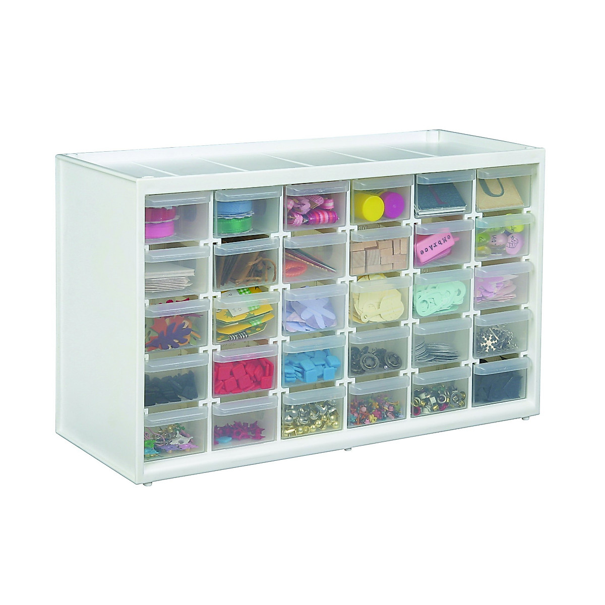 ArtBin 6830PC Store-In-Drawer Cabinets - Wall Mountable Storage Cabinet with 30 Drawers, Art & Craft Organizer, Clear/White