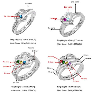 Engraved Birthstone Name Ring Sterling Silver Women's Wedding Bands | Personalized Mothers Ring Kids Names | Family Ring | Custom Grandmothers Ring | Mothers Day Ring | Women's Wedding Bands
