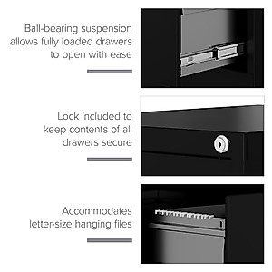 Hirsh Industries Vertical Letter File Cabinet, 2 Letter-Size File Drawers, Black, 15 x 22 x 28.37
