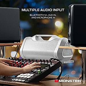 Monster Blaster 3.0 Portable Speaker, 120W Wireless Bluetooth Speaker, IPX5 Rechargeable Waterproof Bluetooth Speaker with USB Charge Out & Aux Input