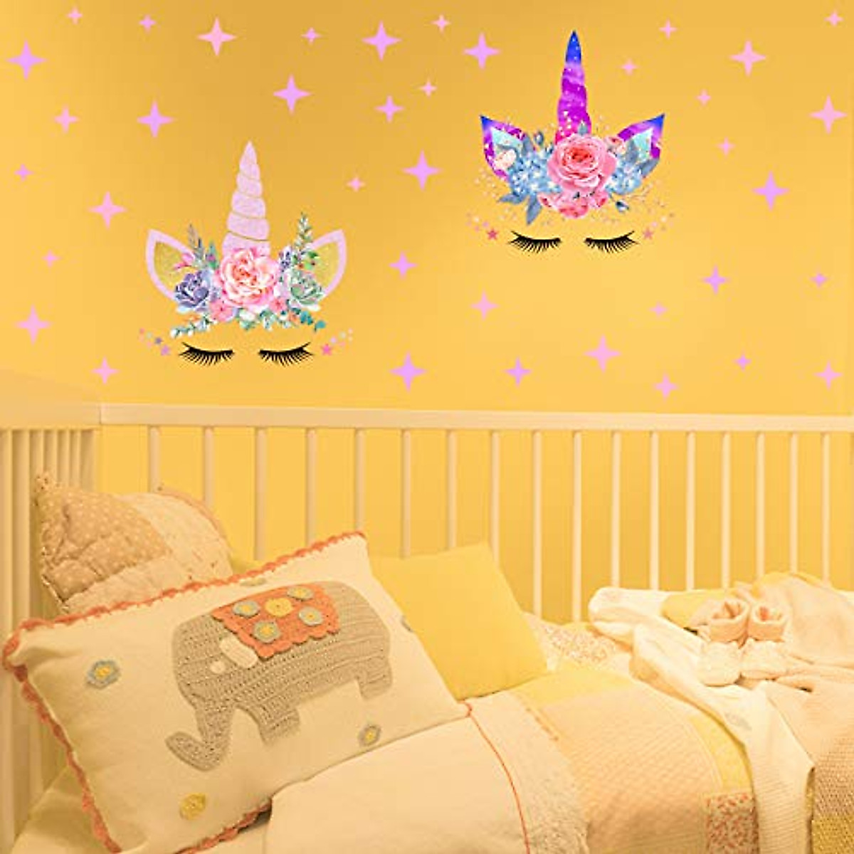 Mozamy Creative Unicorn Wall Decals Girls Wall Decals Nursery Wall Decor Girls Bedroom Decals Peel and Stick Wall Decals
