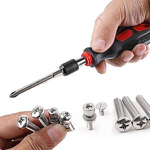 Rocaris 12 Pack 1/4 Inch Hex Shank Long Magnetic Screwdriver Bits Set 4 in Power Tools (Slotted+Cross Head)