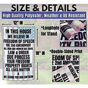 In this house we believe in the 2nd amendment Garden Flag, 12"X18" Conservative Patriotic Free Speech Yard Sign