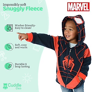 Cuddle Club Miles Morales Toddler Fleece Jacket - Toddler Miles 3T Toddler Fleece Jacket - Girls & Boys Zip Up Miles Hoodie - Kids Miles Sweater Fleece Jacket - Toddler Winter Miles Jacket