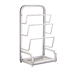 XJJZS Pot Lid Organizer Rack,Pot Lid Holder,Pan Lid Cover Stand Holder Organizer Rack with Drain Tray for Kitchen Cabinet Pantry