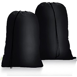 Heavy Duty Large Laundry Bags 2 Pack 30 x 40 inch XL Drawstring Travel Organizer Bag Fit Hamper Basket Camp Home College Dorm Tear Resistant Dirty Cloth Big Storage, Three Loads of Clothes Black