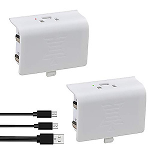 Tectra Rechargeable Battery Pack for Xbox One, 2-Pack 1100mAH Controller Battery for Xbox One S/Xbox One X/Xbox One Elite with 2 in 1 Micro USB Charging Cable(NOT for Xbox Series S/X)