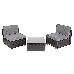 ZLXDP 3 Pieces Patio PE Wicker Rattan Sofa Set Patio Furniture Set