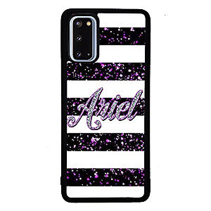 Purple Silver Bars Personalized Black Rubber Phone Case Compatible With Samsung Galaxy S23 S23+ Ultra S22 S22+ S21 S21FE S21+ S20FE S20+ S20 Note 20 S10 S10+ S10e