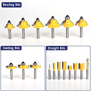 MNA Router Bits 35 Pcs Set, 35 Pieces 1/4 Inch Shank Router Bit Kit. American Router Bit Set Complete Set.