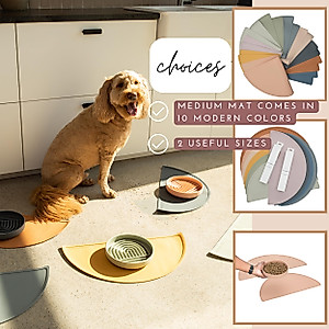 Should We Go? - Waterproof Silicone Pet Food Mat - Non-Slip, Spill-Proof Feeding Mats for Floors, Raised Edge Design, Easy-to-Clean, Durable Flexible Rubber Mat for Dog & Cat Bowls, Medium - Spruce