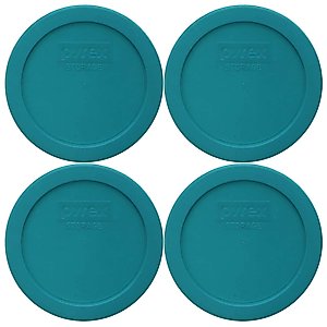 Pyrex 7201-PC 4-Cup Turquoise Plastic Replacement Food Storage Lid, Made in USA - 4 Pack