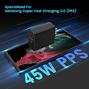 45W Super Fast Charger Type C, [2 PACK] 45 Watt USB-C Charger PD/PPS Wall Charging Block for Samsung Galaxy S23 Ultra/S23+/S22 Ultra/S22+/S22/S20 Ultra/Note 10 Plus, Galaxy Tab S8(with 2x 6.6ft Cable)