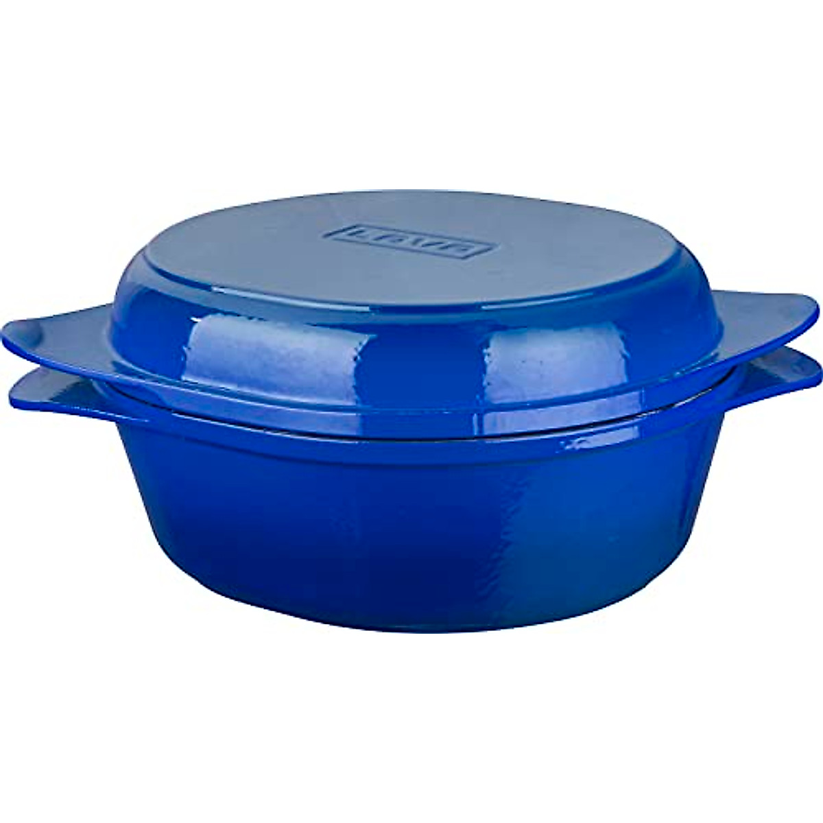 Lava Cast Iron Artisan Bread Baker, Enameled Cast Iron Bread Oven, Rectangle Loaf Pan, Sourdough, Italian, French Bread Baking Pan, Bread Kit with Lid (Blue, 9.5" by 10.5")