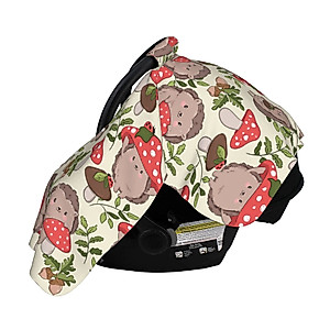 KiuLoam Cute Hedgehog and Mushrooms Baby Car Seat Canopy, Nursing Cover for Mom Breastfeeding Scarf, Infant Car Seat Cover/Multiuse Baby Stroller Covers for Babies Boys Girls