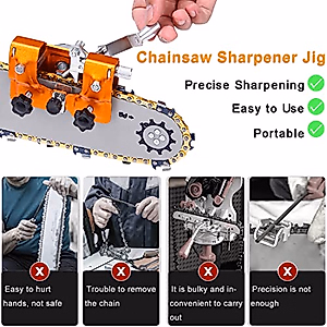 Latest Version Chainsaw Sharpening Jig, Chain Saw Sharpener Tool with 3Pcs Hard Tungsten Sharpening Burr, Universal Chain Saw Chain Sharpening Jig Kit for 4"-22" Kinds of Chain Saws and Electric Saws
