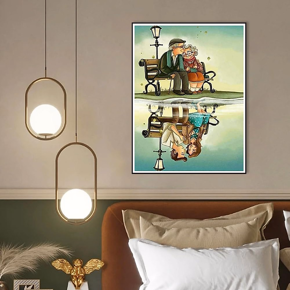 Acudotr Diamond Painting Kits for Adults, 5D DIY Diamond Art Kits for Beginners, Full Drill Diamond Painting Kits for Home Wall Decor, Old Couple, 12x16 Inch