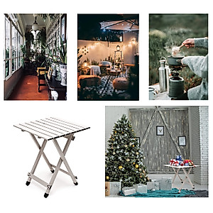 SUNNYFEEL Folding Camping Table - Lightweight Aluminum Portable Picnic Table, 18.5x18.5x24.5 Inch for Cooking, Beach, Hiking, Travel, Fishing, BBQ, Indoor Outdoor Small Foldable Camp Tables