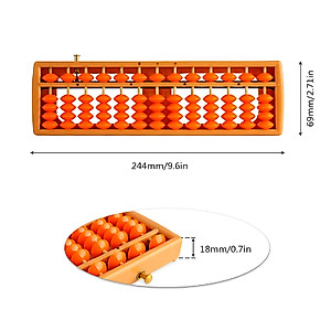 Larcele Bead Arithmetic Counting Abacus with Reset Button School Supplies for Children,13 Column SP-02 (Yellow 2)
