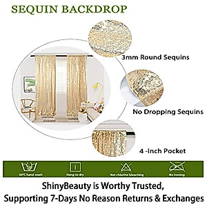 Sequin Curtains 2 Panels 4x10ft Light Gold Shimmer Fabric Window Wall Curtains Drapes Wedding Backdrop Gold Fabric Liner Glitter Curtain Drapes Photo Booth Background Christmas Party Backdrop
