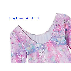 Domusgo Toddlers Girls Gymnastics Leotards Size 2t 3t Long Sleeve Sparkly Rainbow Love Heart Outfits