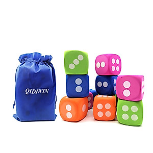 Qidiwin Jumbo EVA Dices, Giant Dot EVA Foam Dices for Kids Building Blocks,Educational,Party Suppliers, 4 Color,12PCS