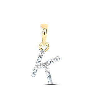 10kt Yellow Gold Womens Round Diamond K Initial Letter Pendant .03 Cttw