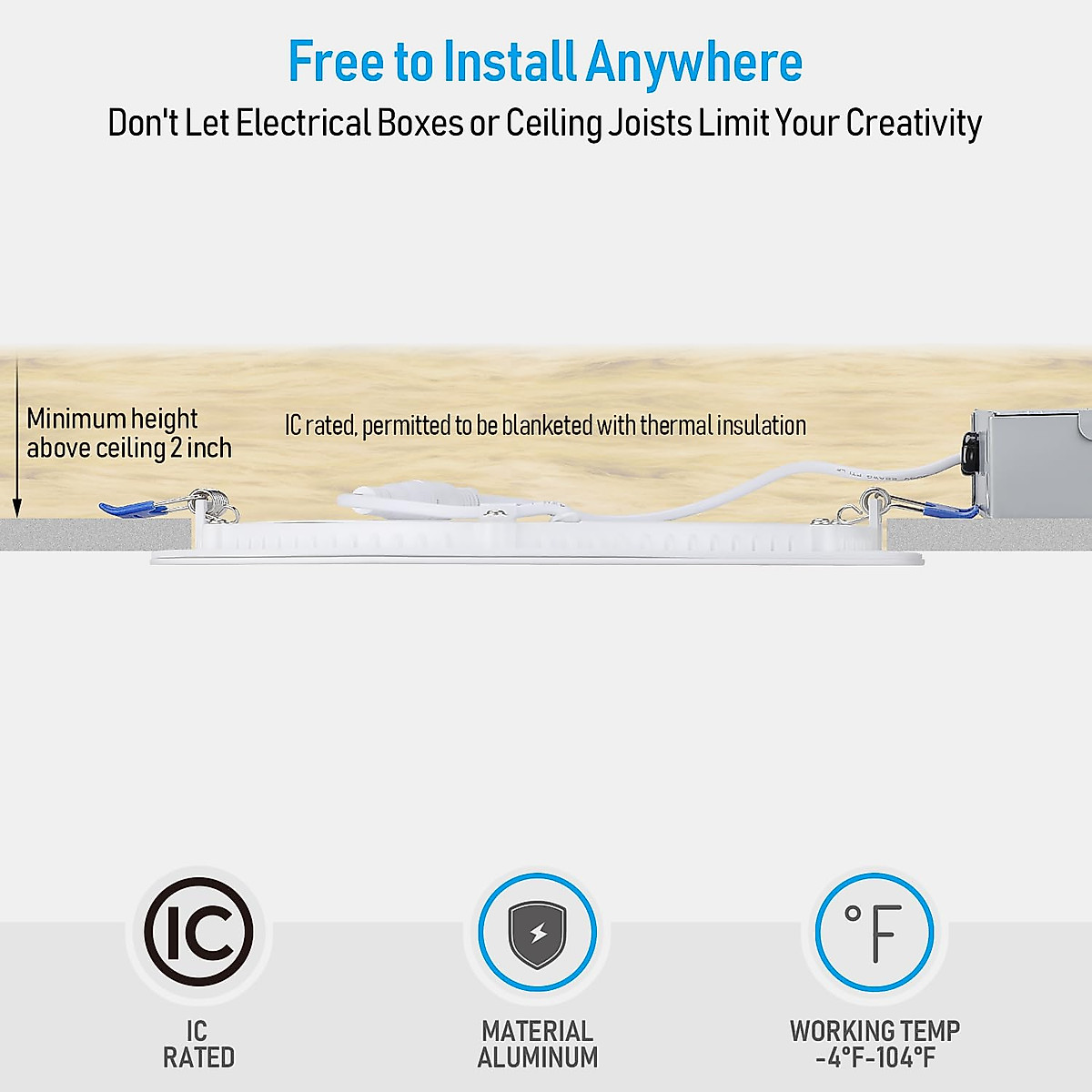 TORCHSTAR Ultra-Thin 8 Inch LED Recessed Light with Junction Box, 5%-100% Dimmable Aluminum Recessed Downlight, ETL & ES Listed, 3000K Warm White, 18W Slim Recessed Lighting, Pack of 6