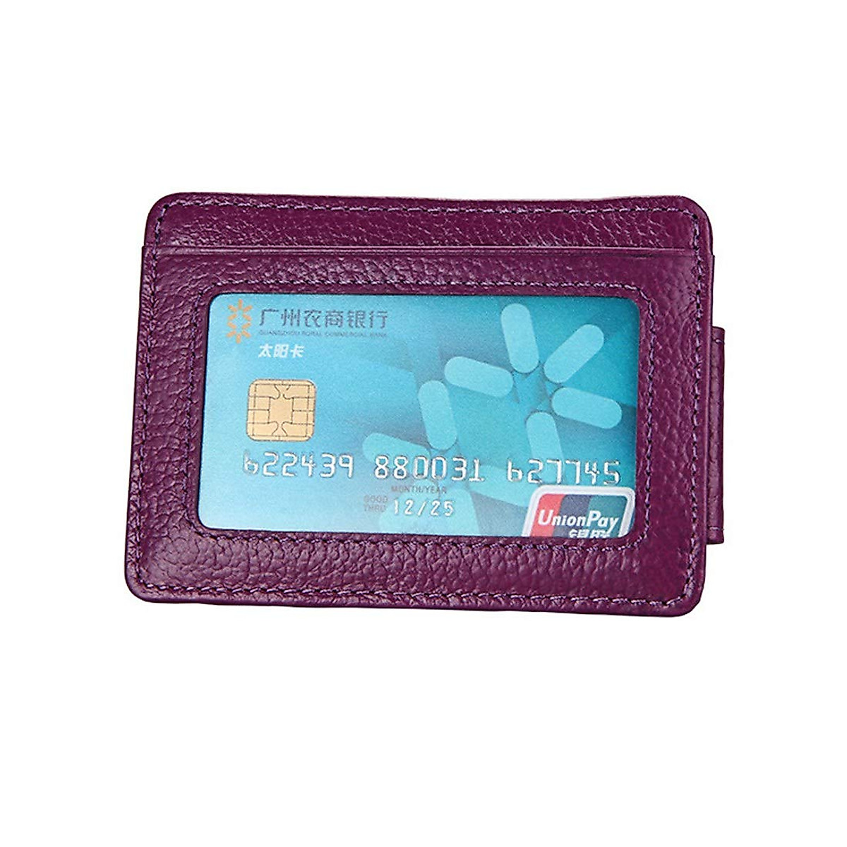 JNKET RFID Blocking Slim Money Clip Genuine Leather Minimalist Front Pocket Wallet for Men Women (Purple)