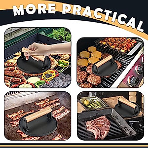 12” Melting Dome & 7” Burger Press Kit, Joyfair Basting Cover with Cast Iron Grill Press for Cheese Burger Bacon, Heavy Duty Griddle Accessories for Outdoor BBQ Flat Top Grilling, Dishwasher Safe