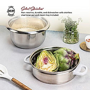 Aroma Housewares 14-Cup (Cooked) / 3Qt. Select Stainless Pot-Style Rice Cooker, & Food Steamer, One-Touch Operation, Automatic Keep Warm Mode, White (ARC-757-1SG)