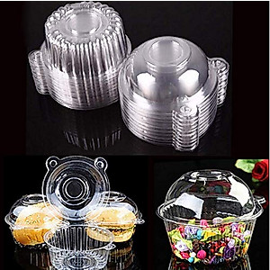 Hewnda 50 Pack Clear Plastic Single Individual Cupcake Muffin Dome Holders Cases Boxes Cups Pods