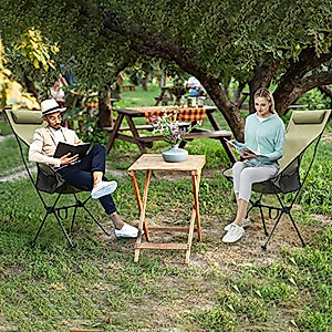 Sequpr Ultralight High BackOutdoor Folding Camping Chair， Heavy Duty Mesh Lightweight Beach Lounge Chair with Pillow and Cup Bag, Large Chair for Travel, Hiking,Fishing,Beach (Green)