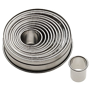 Ateco Plain Edge Round Cutters in Graduated Sizes, Stainless Steel, 11 Pc Set